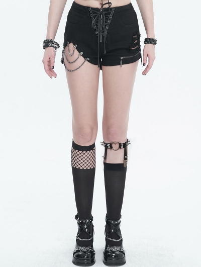 Black Gothic Punk Asymmetrical Mesh Spliced Knee Socks - Devilnight.co.uk