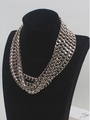 Silver Punk Retro Multilayer Short Chain Necklace