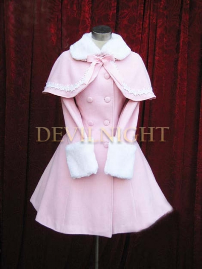 Pink Sweet Princess Winter Lolita Cape Coat - Devilnight.co.uk