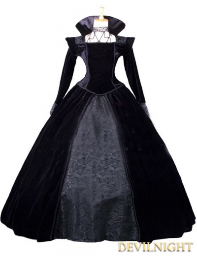 Black Velvet and Satin Victorian Queen Costume - Devilnight.co.uk