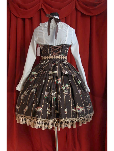 Sleeveless Cute Printed Pattern Sweet Rococo Dress - Devilnight.co.uk