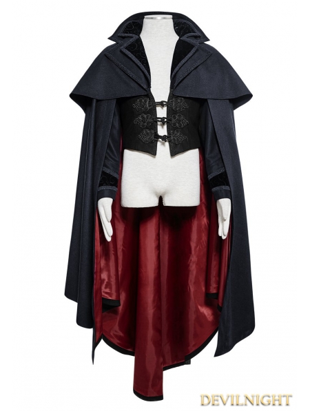Navy Blue Gothic Vampire Count Cape Coat for Men - Devilnight.co.uk