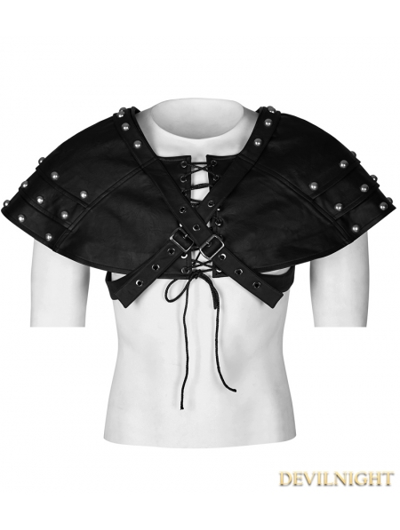 Black Mechanical Steampunk Armor Cape for Men - Devilnight.co.uk