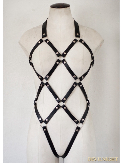 Gothic Sexy Leather Body Bondage Cage Harness - Devilnight.co.uk