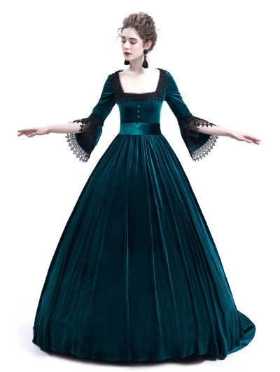 Blue Velvet Marie Antoinette Queen Theatrical Victorian Dress - Devilnight.co.uk