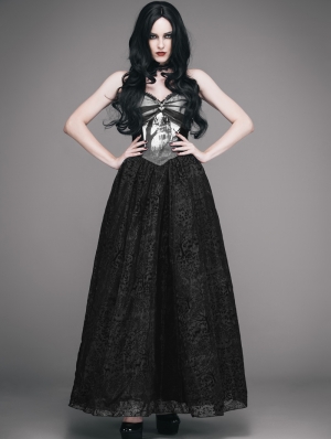 Black Gothic Ball Dress with Deer Ornaments