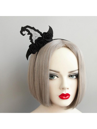 Black Gothic Halloween Witch Headband - Devilnight.co.uk