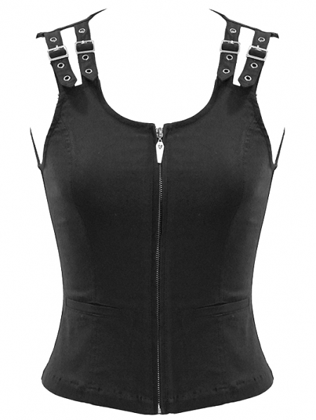 Black Sexy Gothic Punk Tank Top For Women Uk