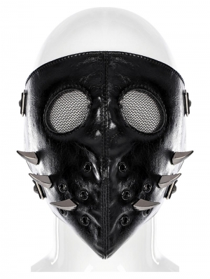 Black Gothic Punk Personalized PU Leather Facial Mask for Men